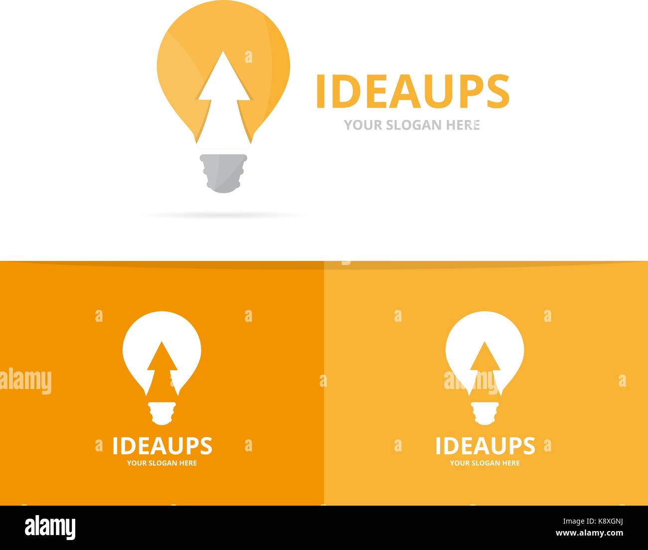 Vector lamp and arrow up logo combination. Lightbulb and growth symbol ...