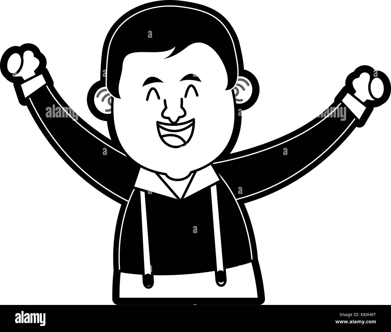 happy man in folk german costume raising arms icon image Stock Vector ...