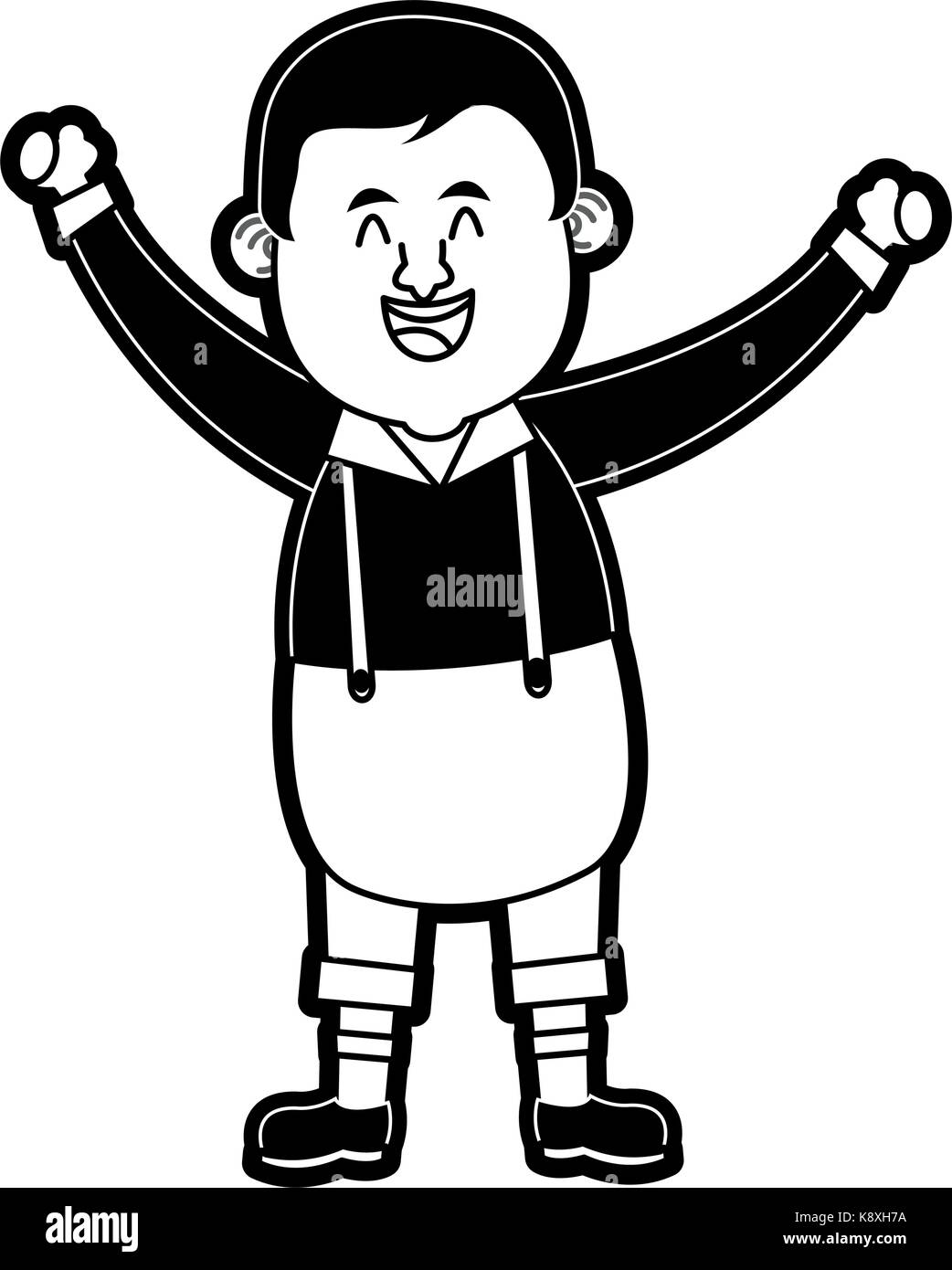 happy man in folk german costume raising arms icon image Stock Vector ...