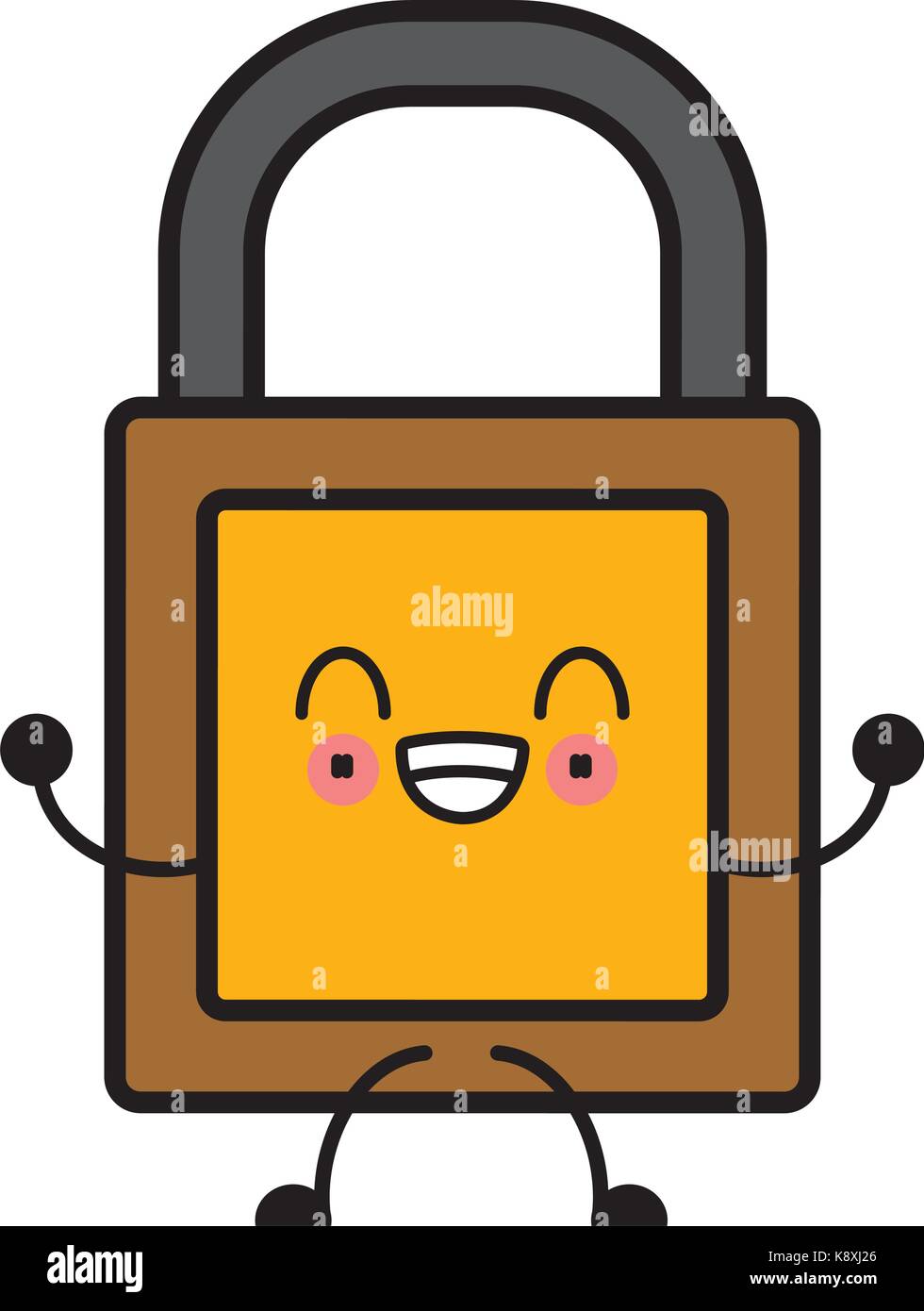 Security padlock symbol cute kawaii cartoon Stock Vector Image & Art ...