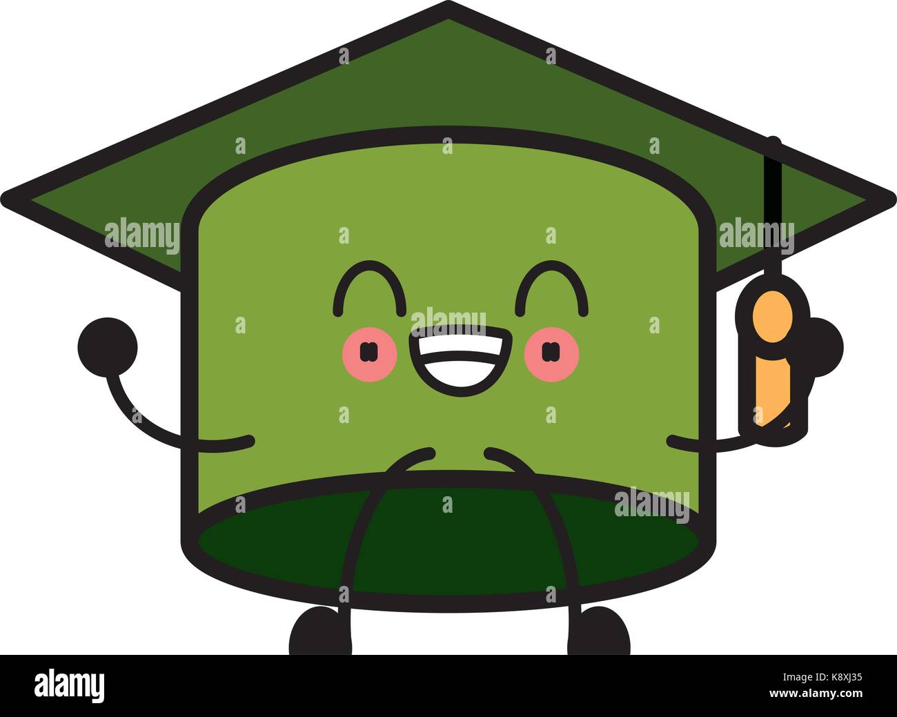 Graduation Hat symbol cute kawaii cartoon Stock Vector Image & Art - Alamy