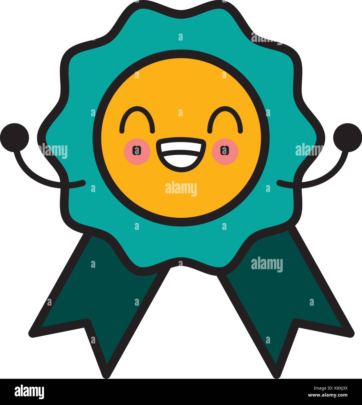 Medal award symbol cute kawaii cartoon Stock Vector Image & Art - Alamy