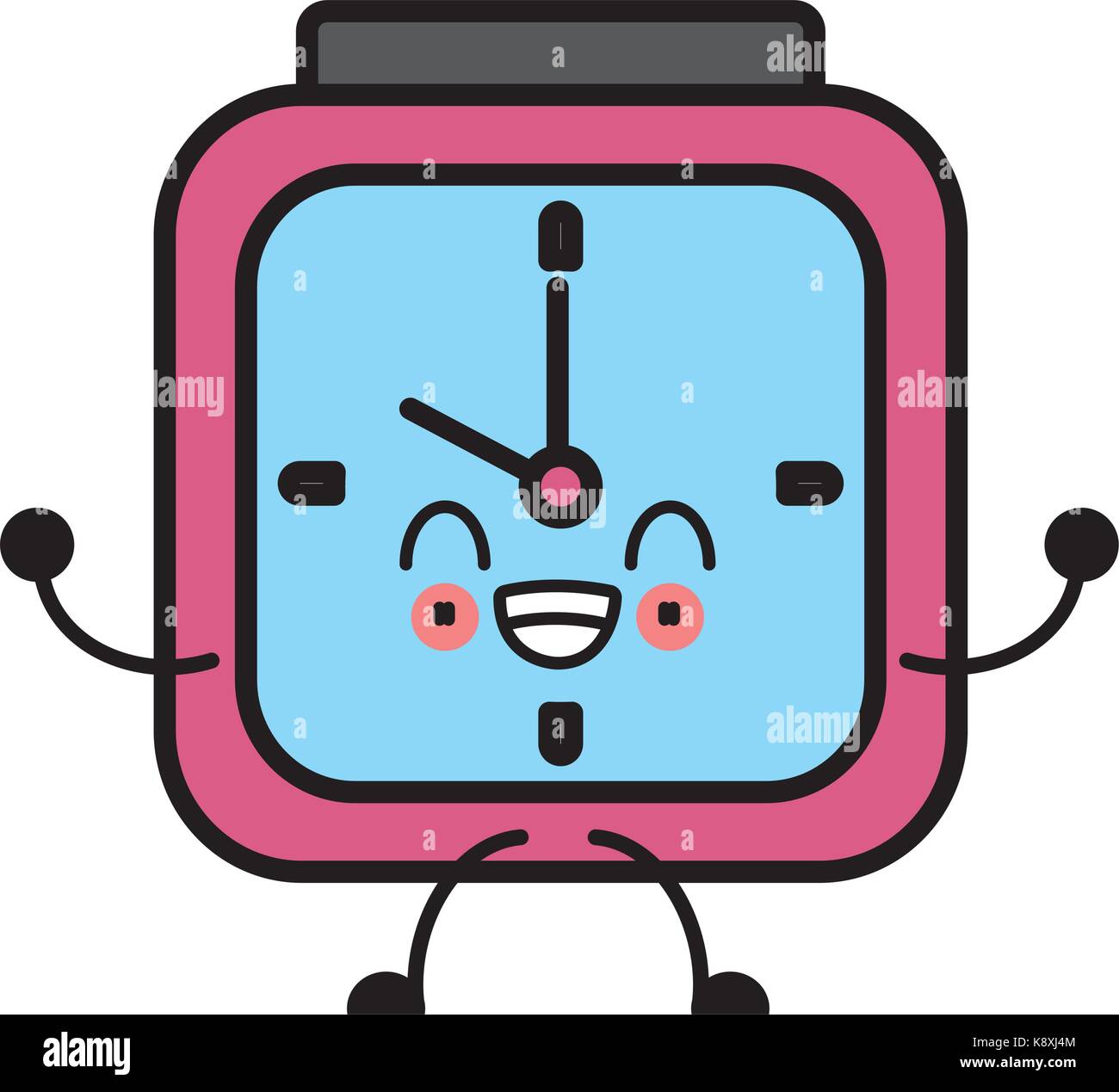 Wall clock isolated cute kawaii cartoon Stock Vector Image & Art - Alamy