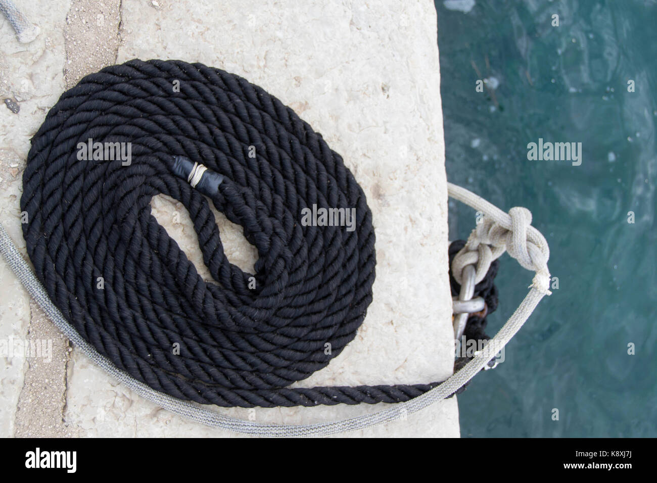 Marine rope for boat docking. Hemp or boat rope Stock Photo - Alamy