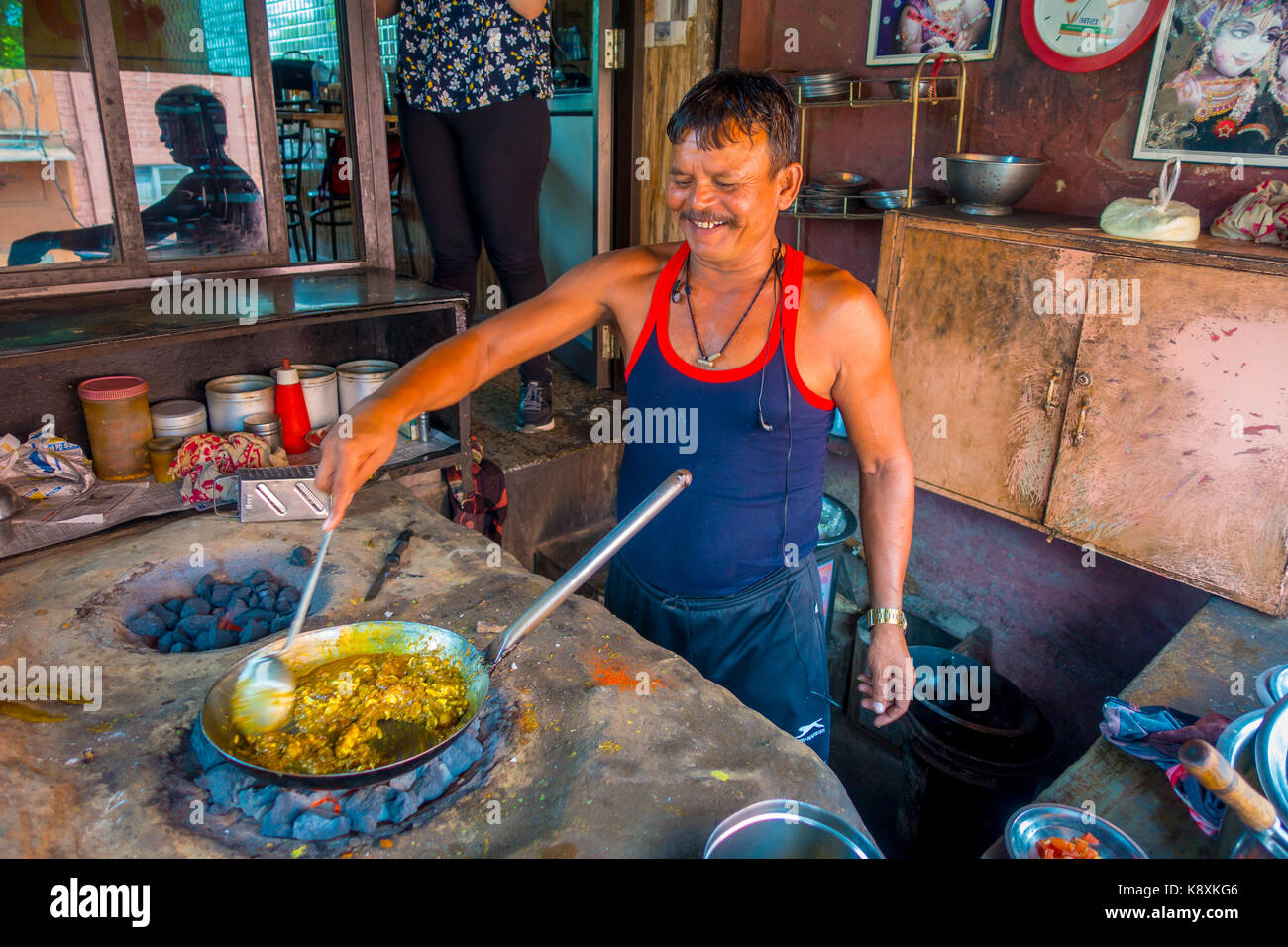 Jaipur, India - September 20, 2017: Unidentified man cooking Indian ...