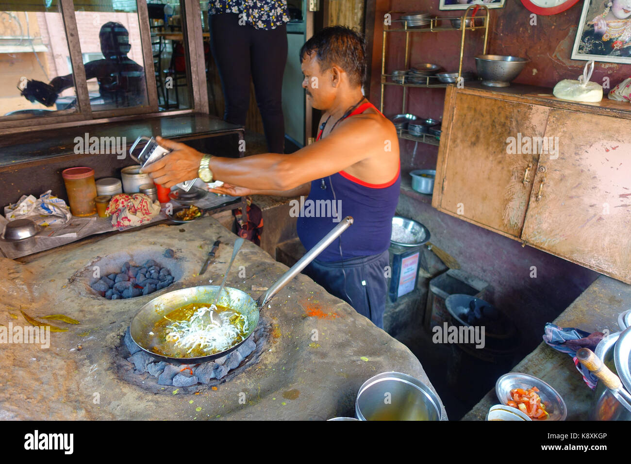 Jaipur, India - September 20, 2017: Unidentified man cooking Indian ...