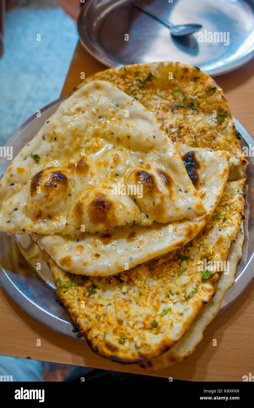 Many homemade small tortillas for breakfast, in silver foil, Jaipur ...