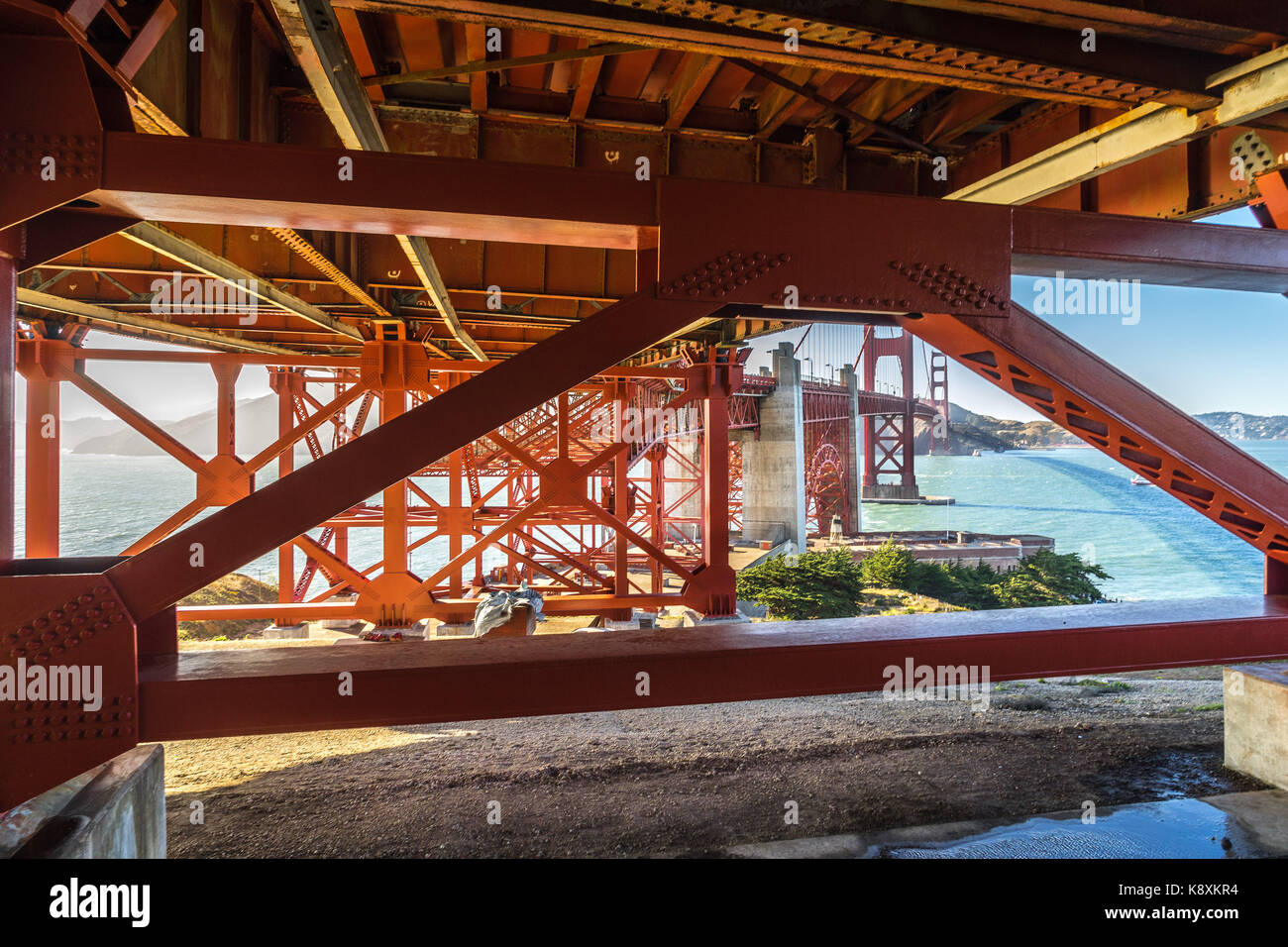 Golden Gate bridge view underneath Stock Photo - Alamy