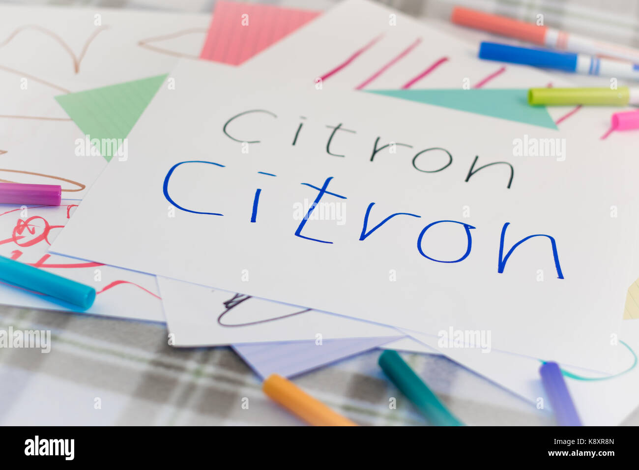 French; Kids Writing Name of the Fruits for Practice (Translation ...