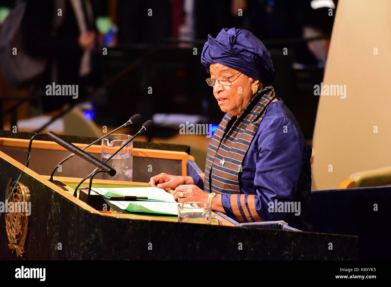 New York City, United States. 19th Sep, 2017. Liberia's Ellen Johnson ...