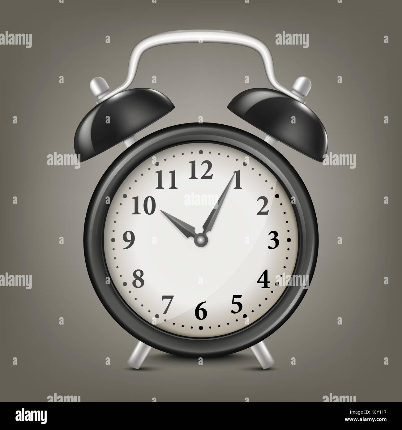 Vector realistic black retro alarm clock. Design template, EPS10 ...