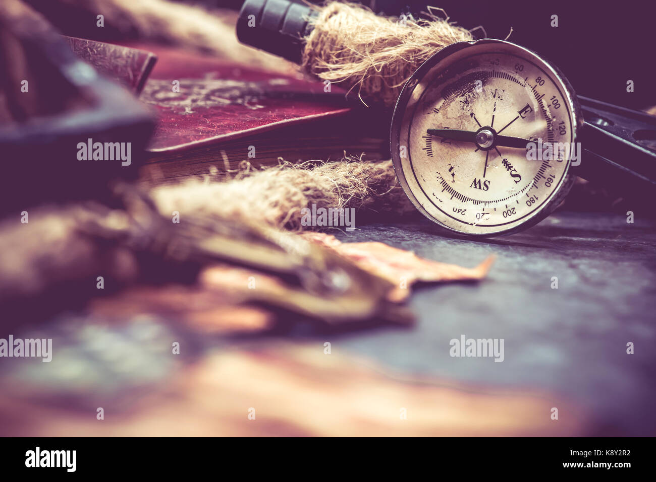 Columbus day and world map with compass Stock Photo - Alamy