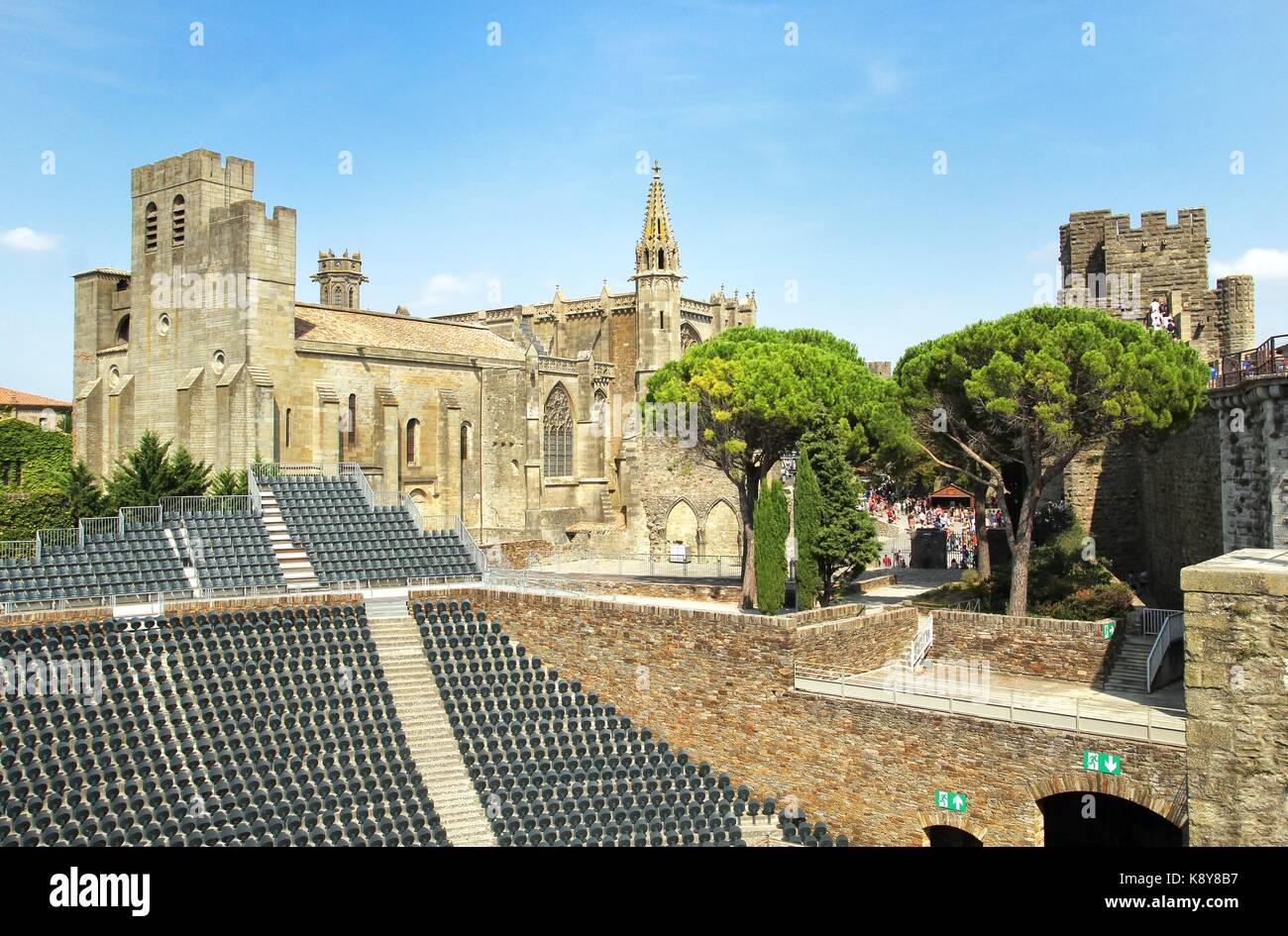 The Amphitheatre in the medieval French fortified city of Carcassonne ...