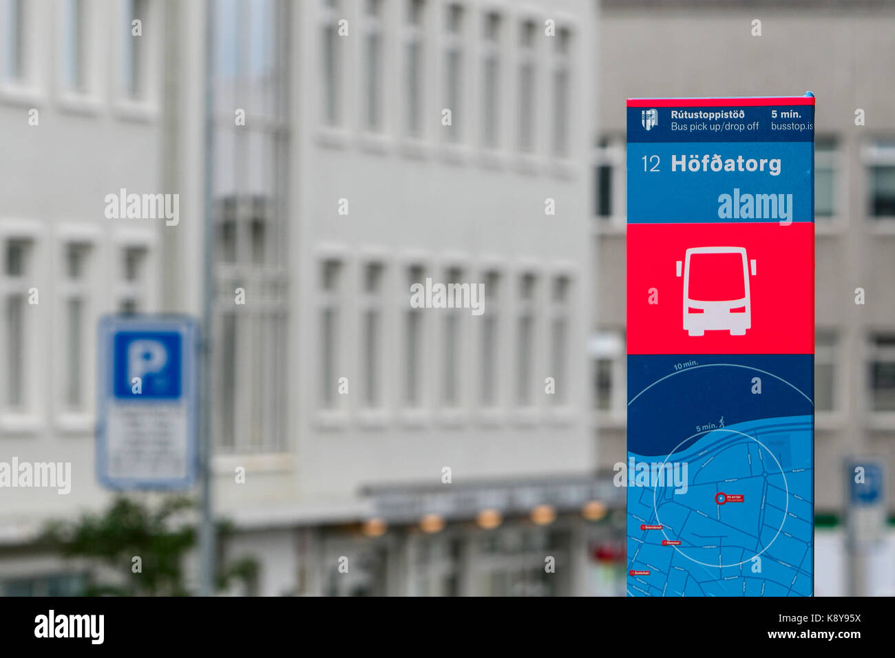 Colorful bus stop in Reykjavik Stock Photo - Alamy