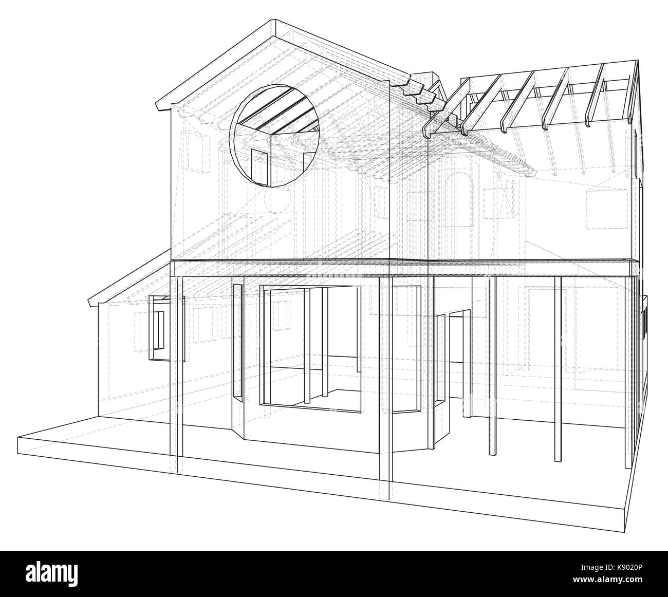 House drawing in vector. The contours of the house. Vector created of ...