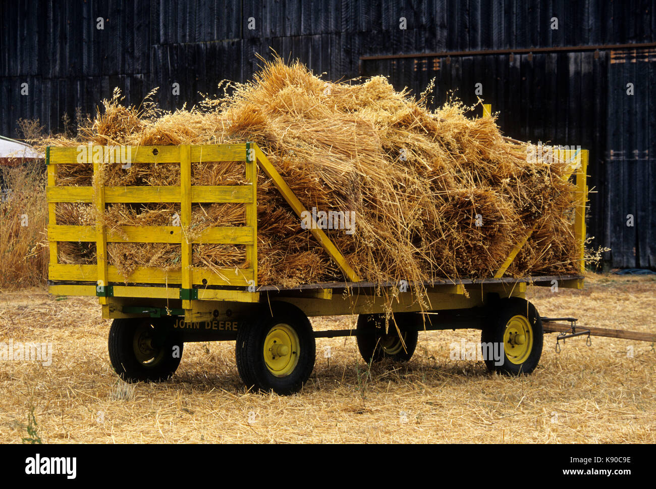 Yellow wagon, Historic Hanley Farm, Jackson County, Oregon Stock Photo ...