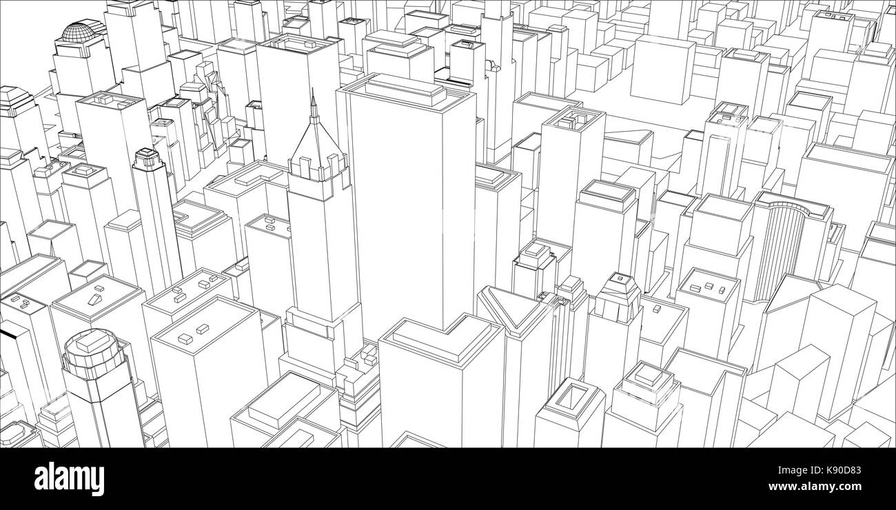 Wire-frame New York City, Blueprint Style Stock Vector Image & Art - Alamy