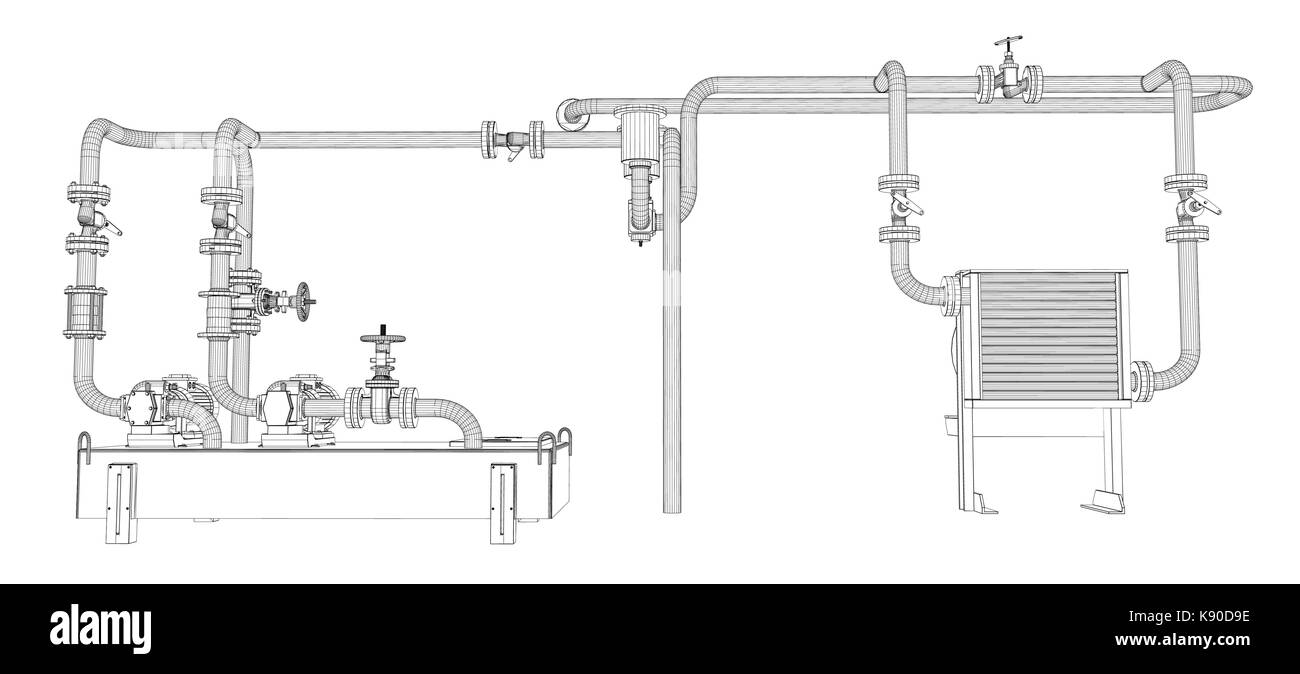 Wire-frame industrial equipment of oil pump Stock Vector Image & Art ...
