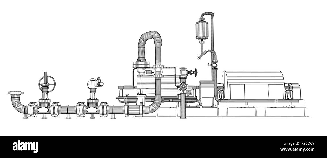Wire-frame industrial pump Stock Vector Image & Art - Alamy