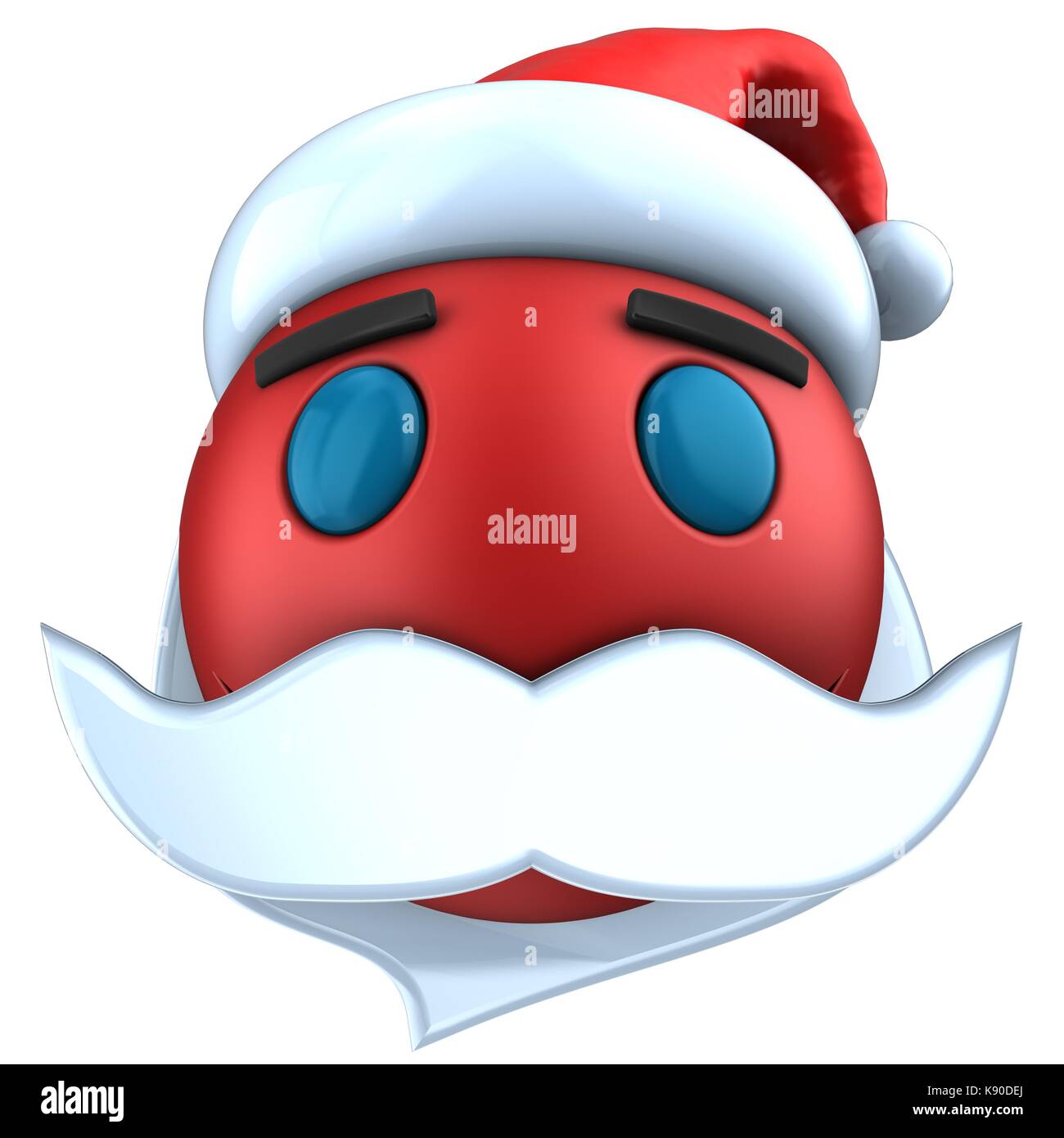 3d illustration of red emoticon smile with christmas hat over white ...