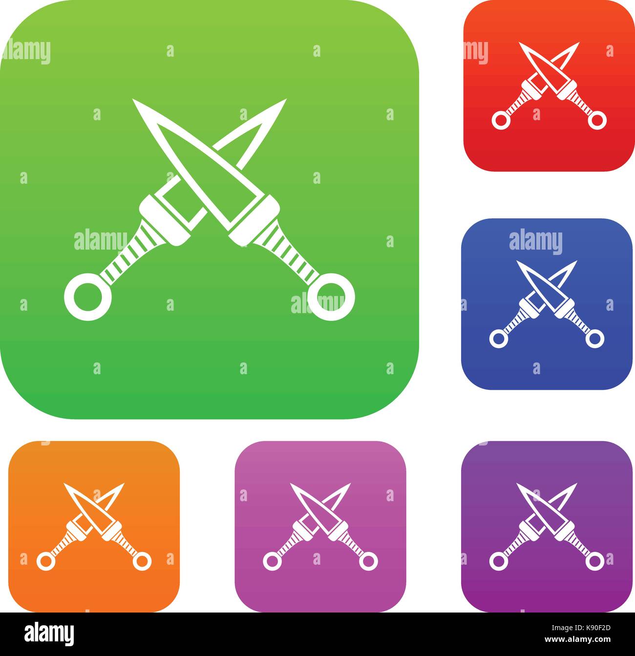 Crossed japanese daggers set color collection Stock Vector Image & Art ...