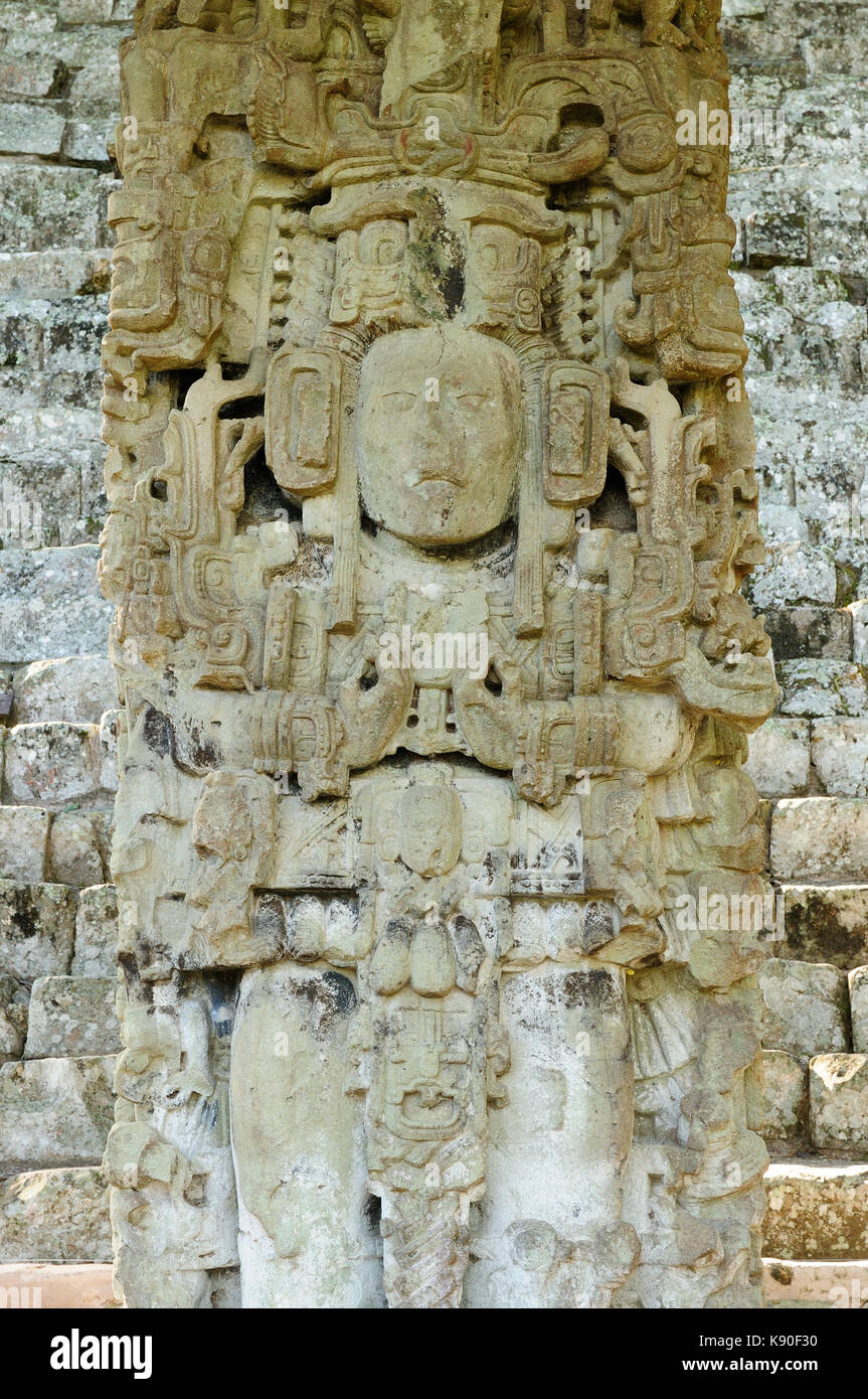 Honduras, Mayan city ruins in Copan. The picture presents Stella by ...