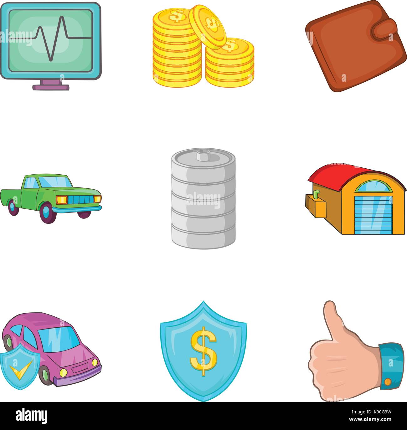 Auto insurance icons set, cartoon style Stock Vector Image & Art - Alamy