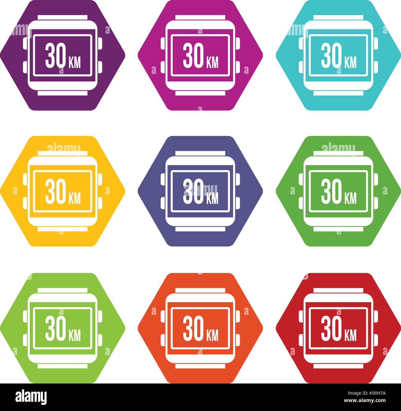 Speedometer bike icon set color hexahedron Stock Vector Image & Art - Alamy