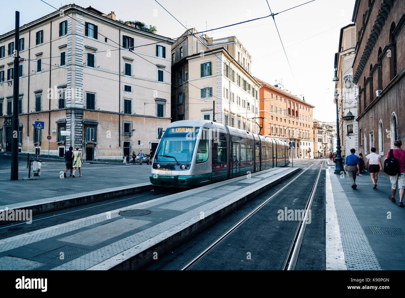 Tram in street in Rome Stock Photo - Alamy