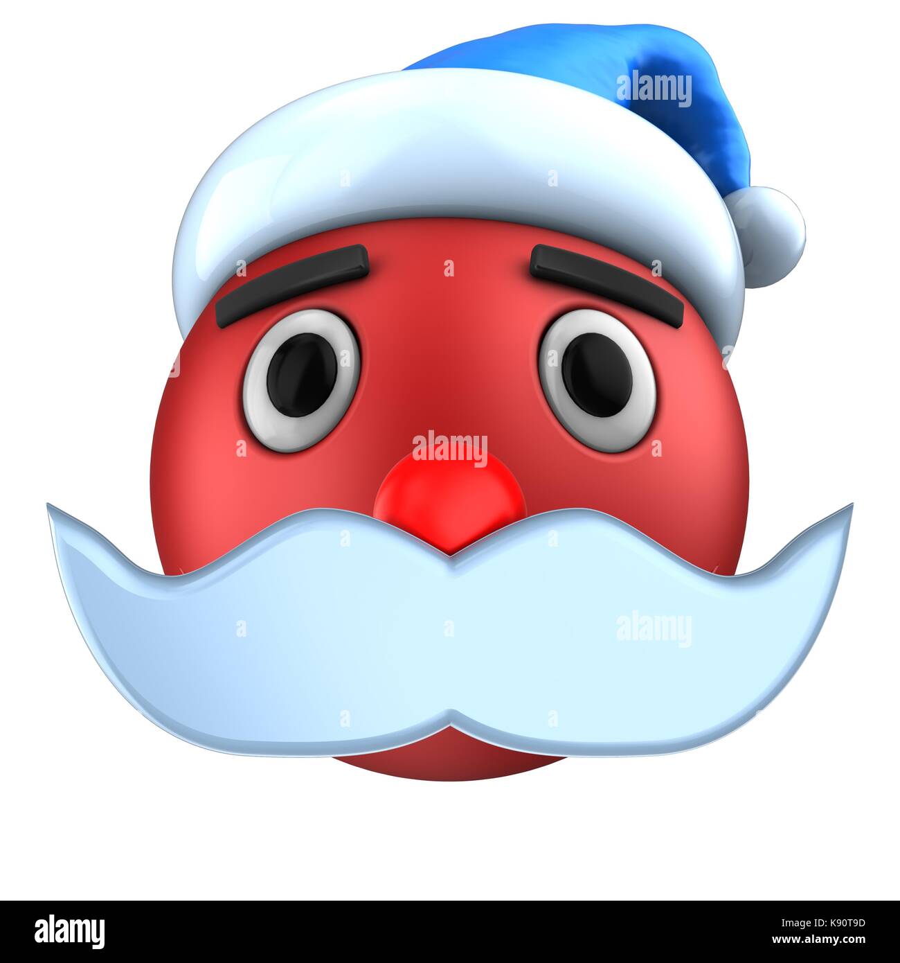 3d illustration of red emoticon smile with Christmas hat over white ...