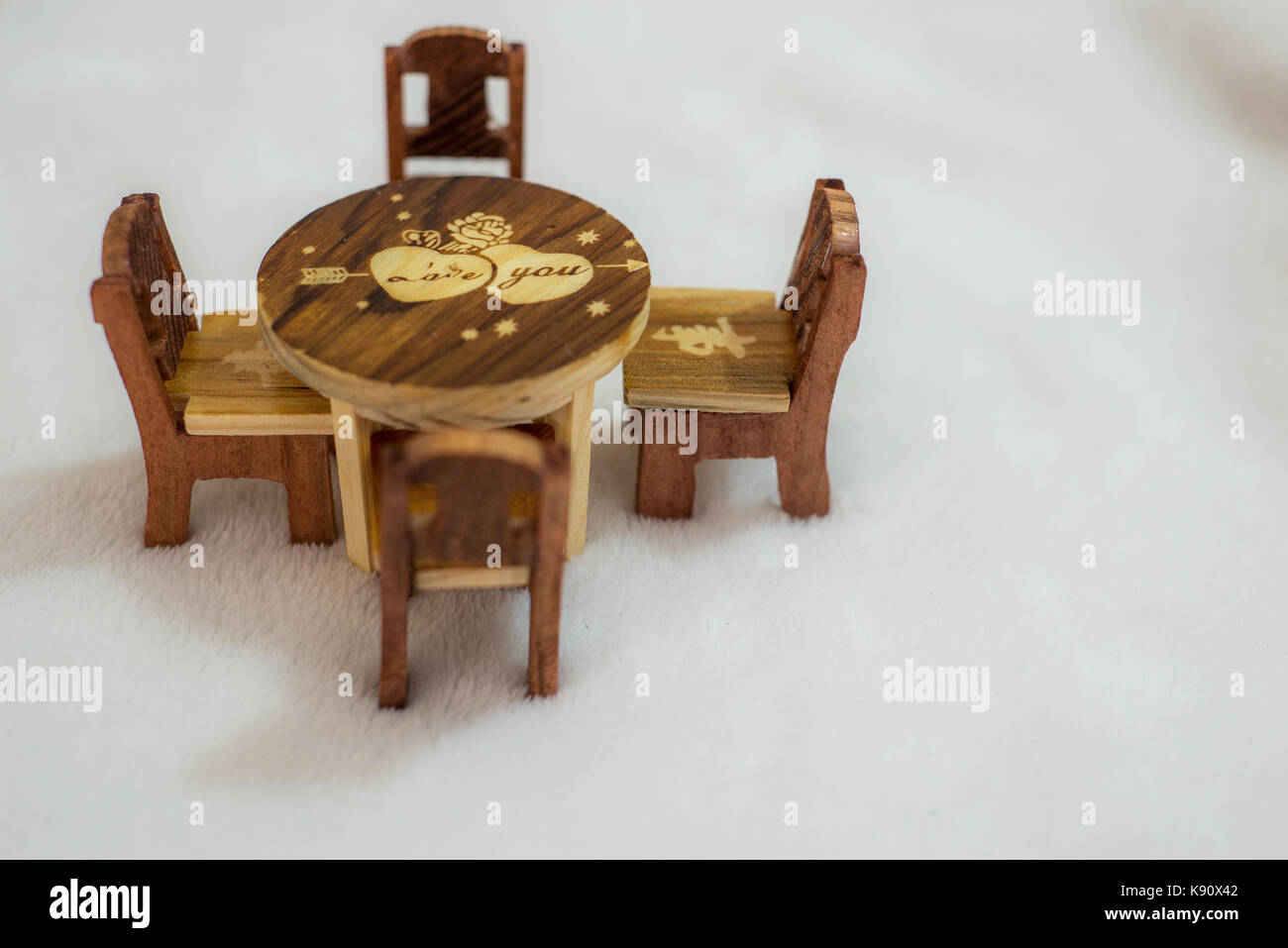 Wooden Miniature table and chairs Stock Photo - Alamy