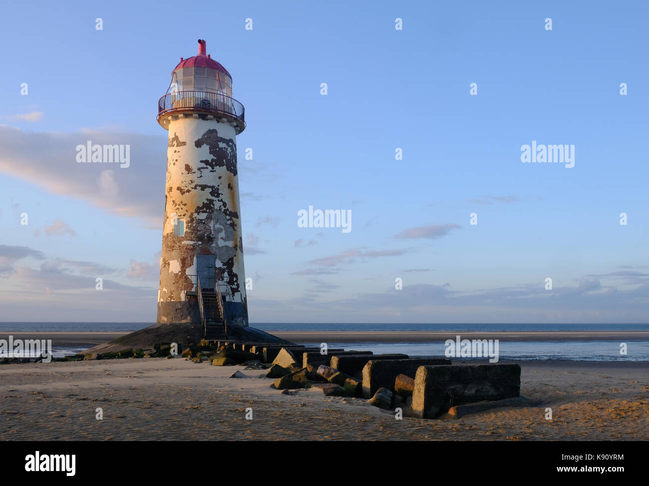 Talacre lighthouse on the North Wales coast in Flintshire Stock Photo ...