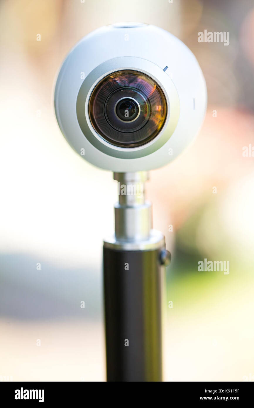 Close up picture of a 360 degree panoramic virtual tour camera outdoor ...