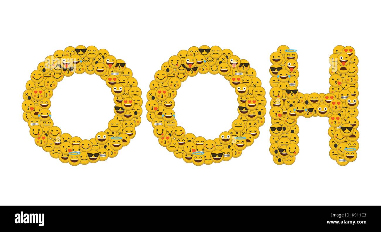 The word ooh written in social media emoji smiley characters Stock ...
