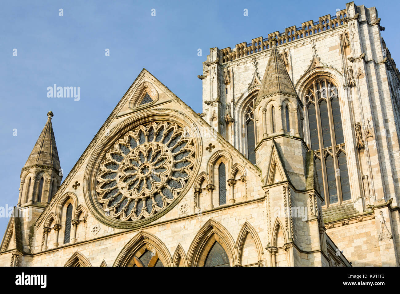 York Minster Rose Window and Central Tower Stock Photo - Alamy