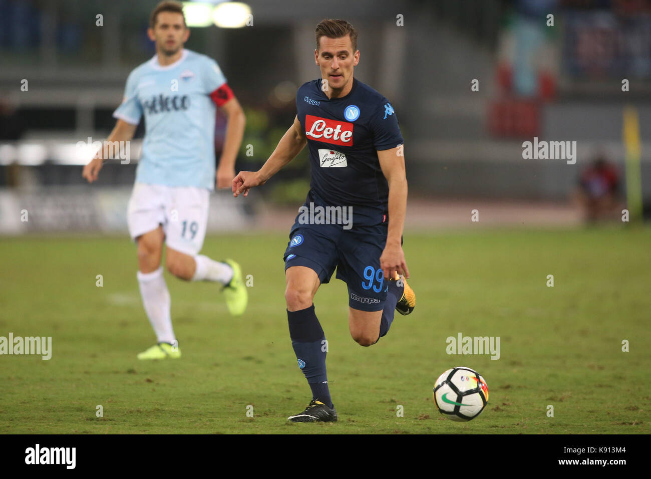 Rome, Italy. 20th Sep, 2017. Milik in action during the football match ...