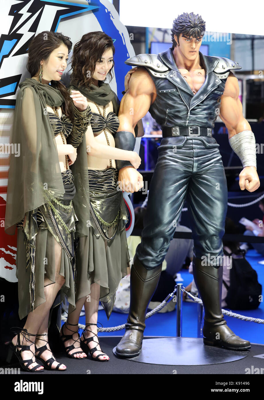 Chiba, Japan. 21st Sep, 2017. Models display cosplay of a video game ...