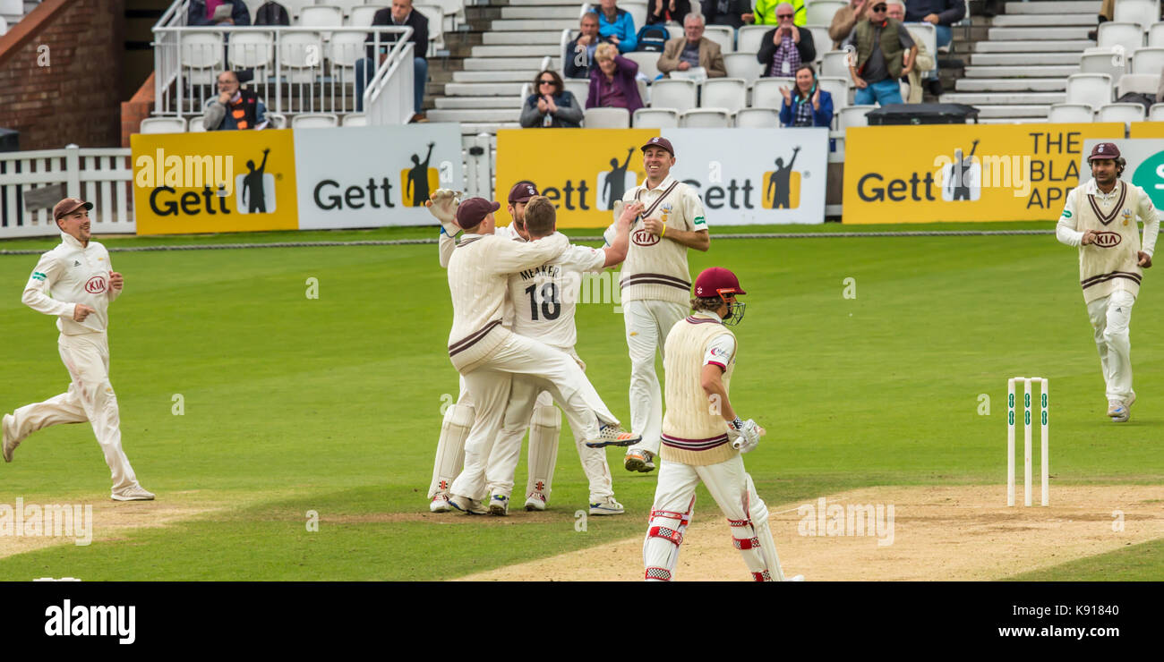 London,UK.21 September 2017. Jade Dernbach and the rest of the Surrey ...
