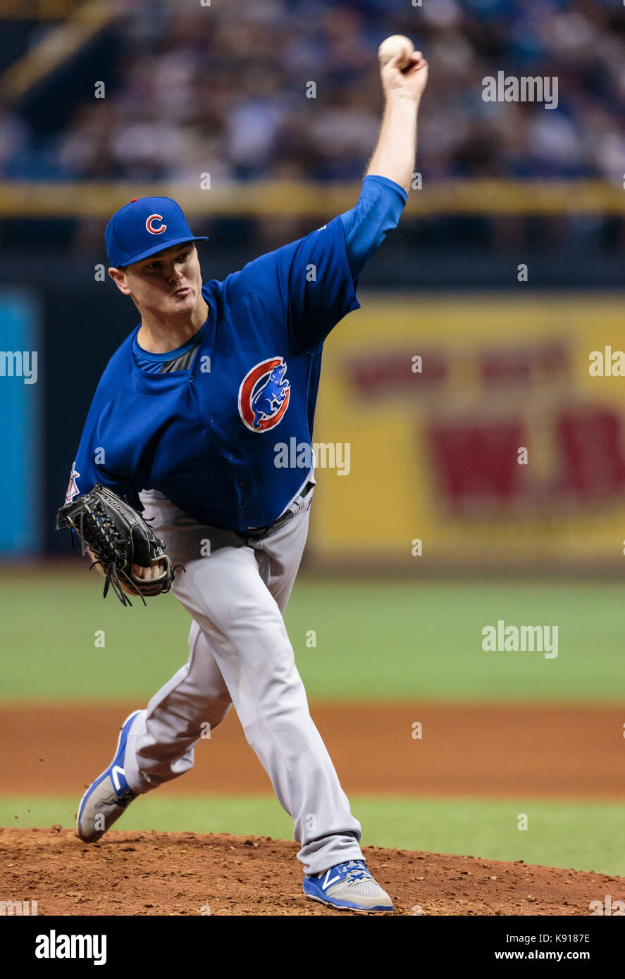 Tropicana Field. 20th Sep, 2017. Florida, USA- Chicago Cubs relief ...