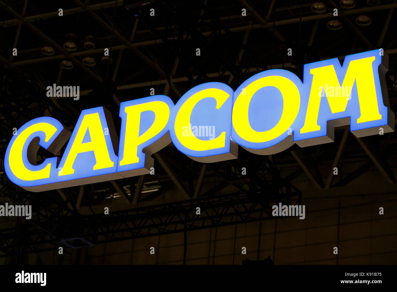 CAPCOM logo on display during the Tokyo Game Show (TGS 2017) on ...
