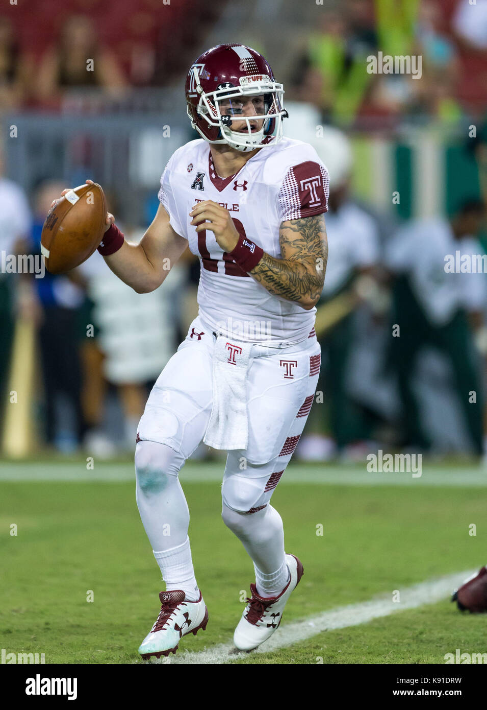 Tampa, Florida, USA. 21st Sep, 2017. Temple Owls quarterback Logan ...