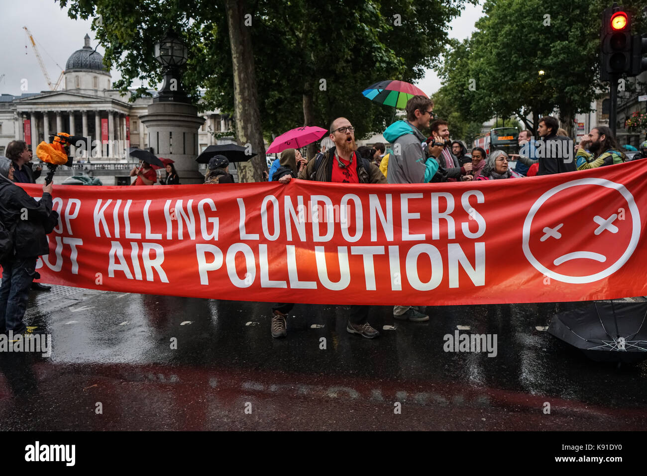 London, England, UK. 21st Sep, 2017. Protesters blockade the roundabout ...