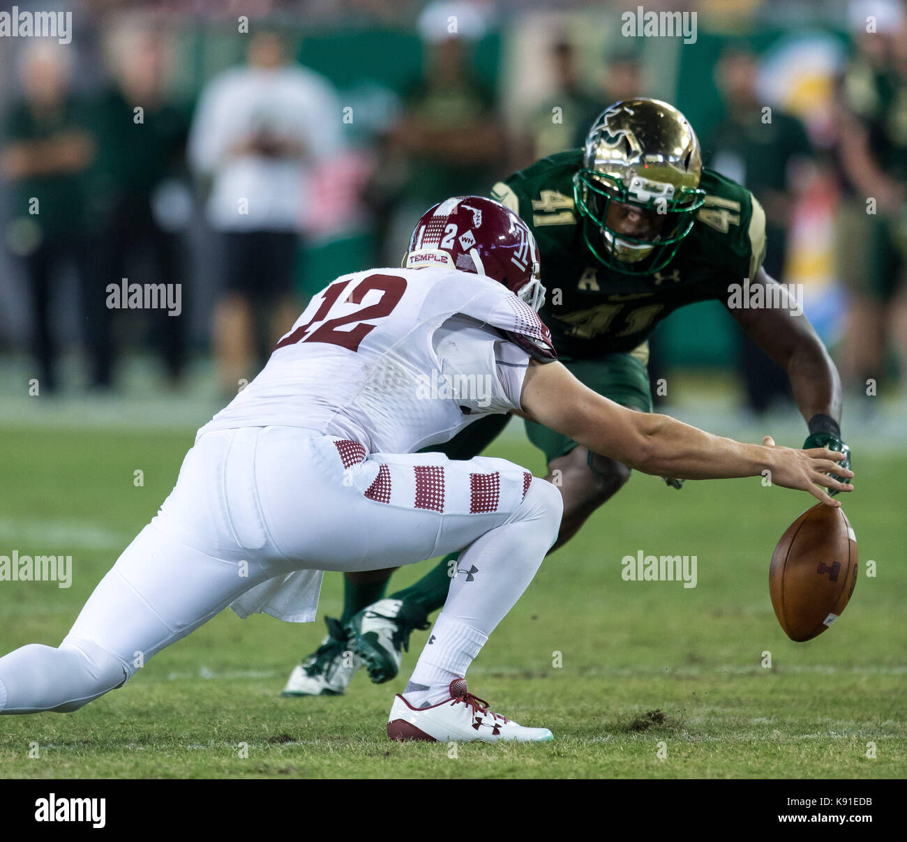 Tampa, Florida, USA. 21st Sep, 2017. Temple Owls quarterback Logan ...