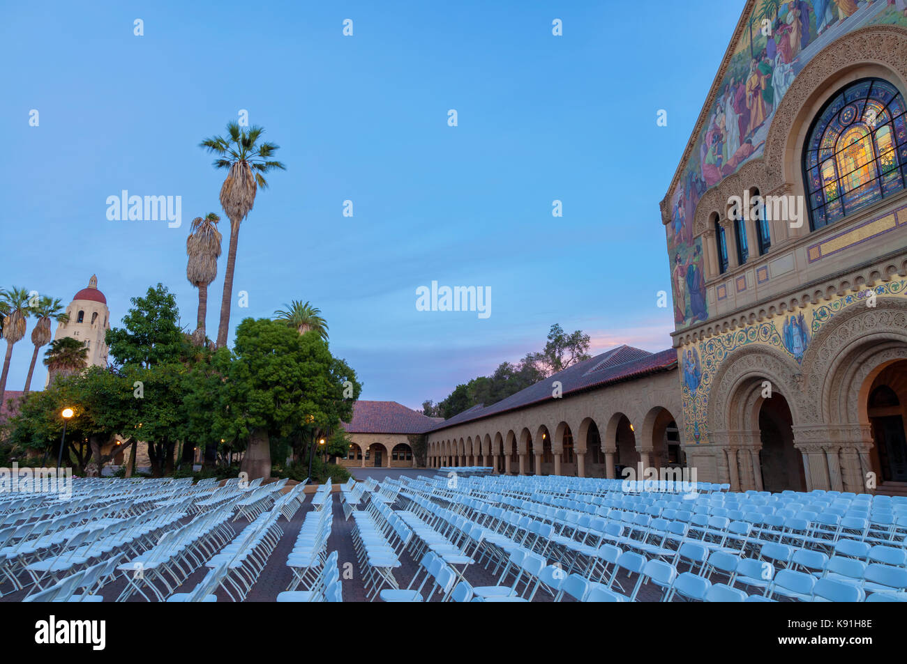 Chairs were set up in front of the Memorial Church for the Convocation ...