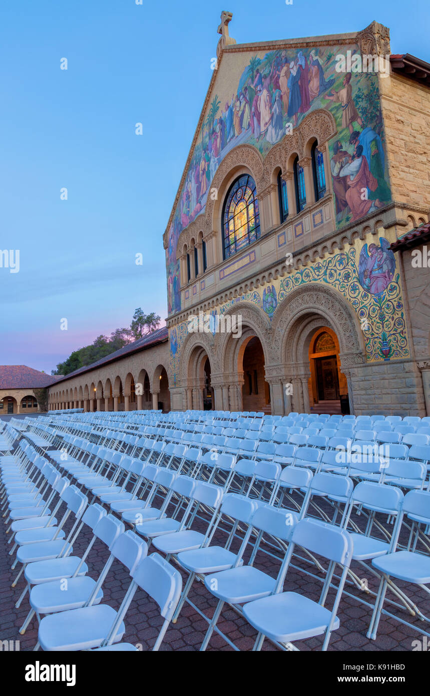 Chairs were set up in front of the Memorial Church for the Convocation ...