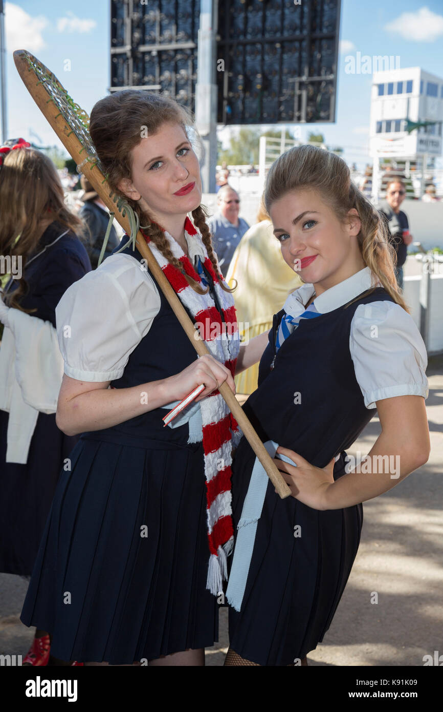 St Trinians Girls at Goodwood Revival Stock Photo - Alamy