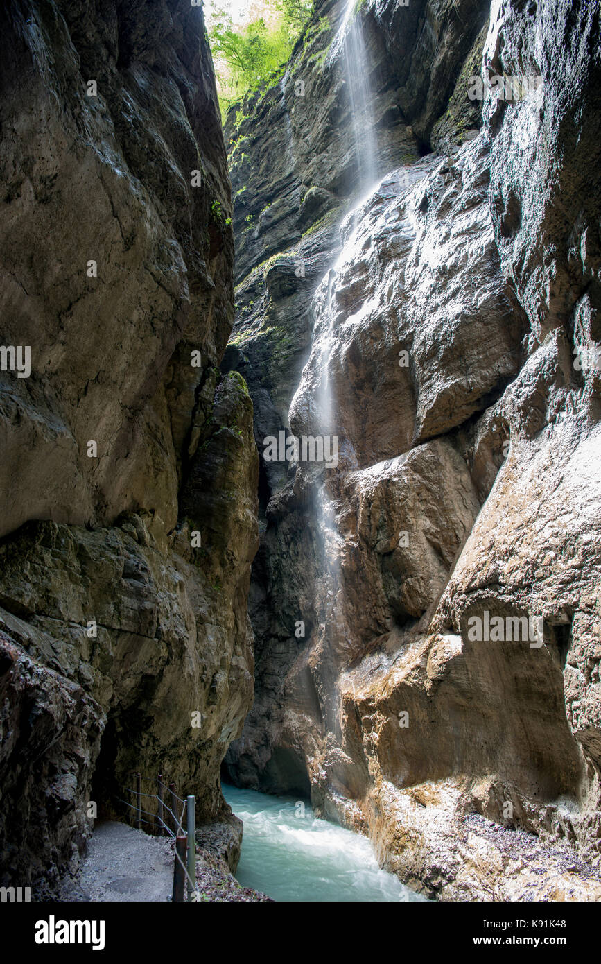 River Partnach in the Partnachklamm near Garmisch Partenkirchen Germany ...