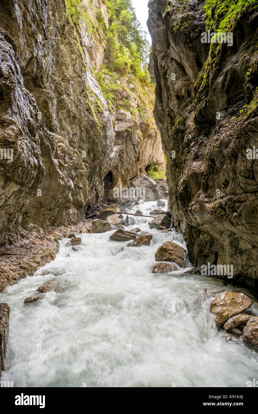 River Partnach in the Partnachklamm near Garmisch Partenkirchen Germany ...