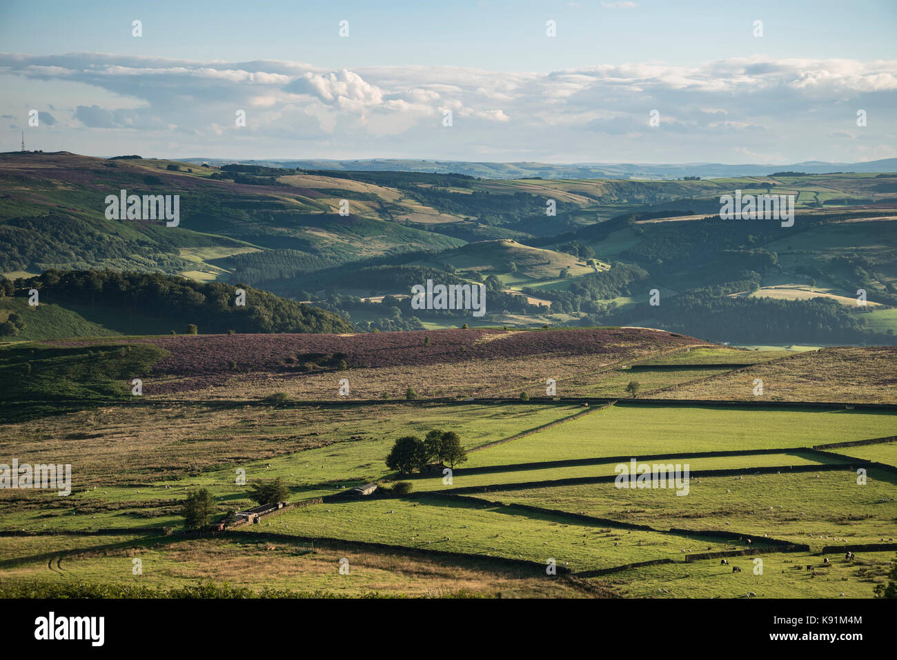 Beautiful landscape image of Burbage Edge and Rocks in Summer in Peak ...