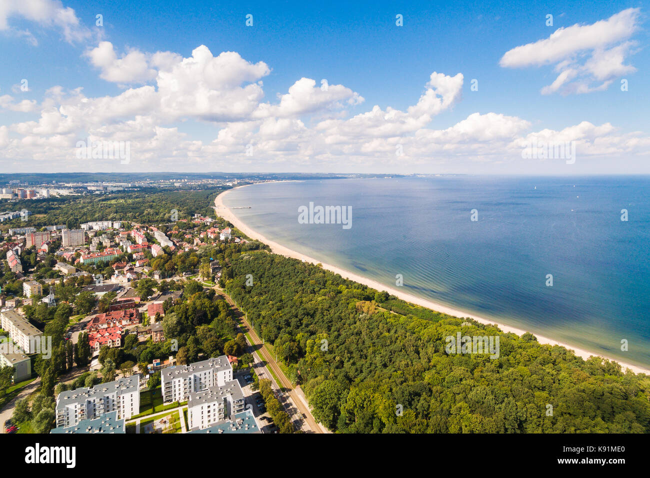 Aerial view of the beach of Gdansk in summer Stock Photo - Alamy